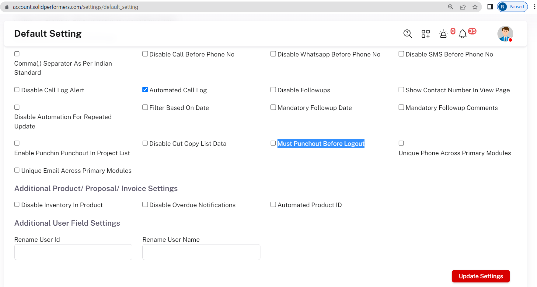 Do you want to disable punch out before logout? - Best Cloud Sales CRM ...
